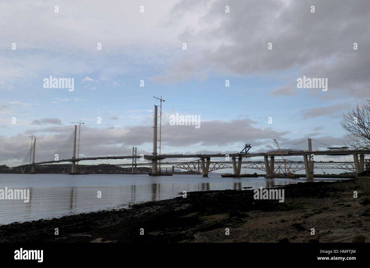 The final section of the new Queensferry Crossing bridge is lifted into ...