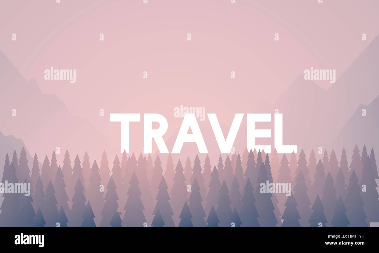 Travel word on nature background with trees Stock Photo - Alamy