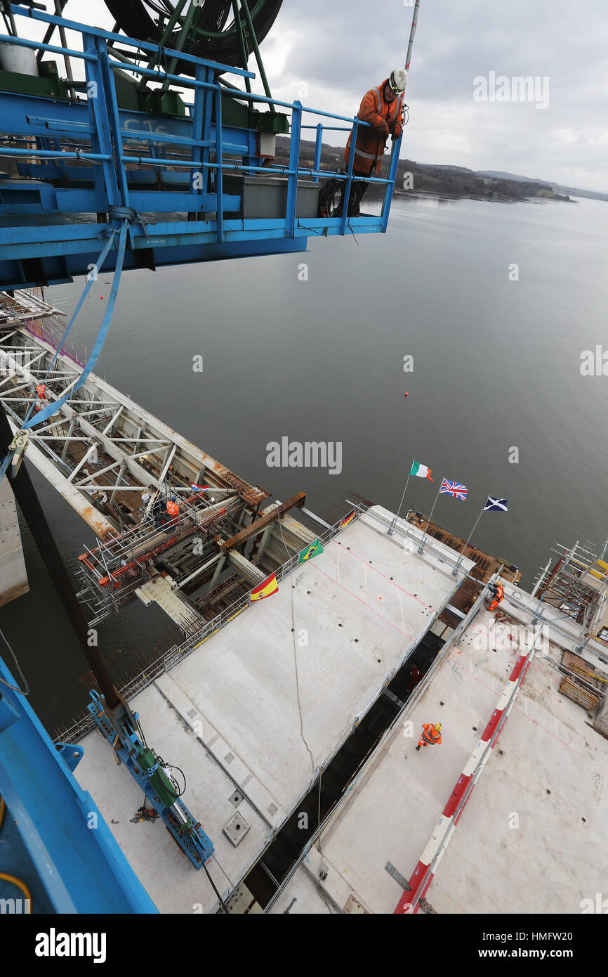 The final section of the new Queensferry Crossing bridge is lifted into ...