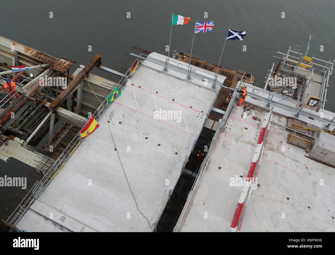 The final section of the new Queensferry Crossing bridge is lifted into ...