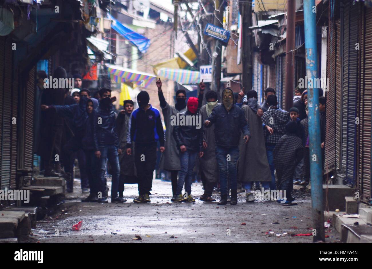 Kashmiri protesters shouting slogans during clashes.Clashes erupted in ...