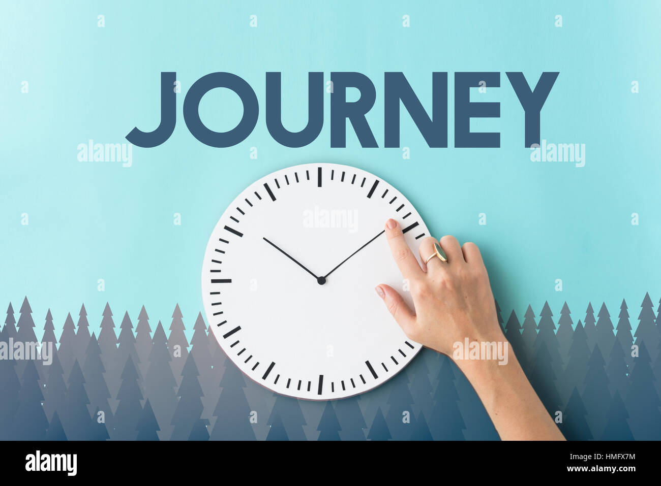 Journey word on nature background with trees Stock Photo - Alamy