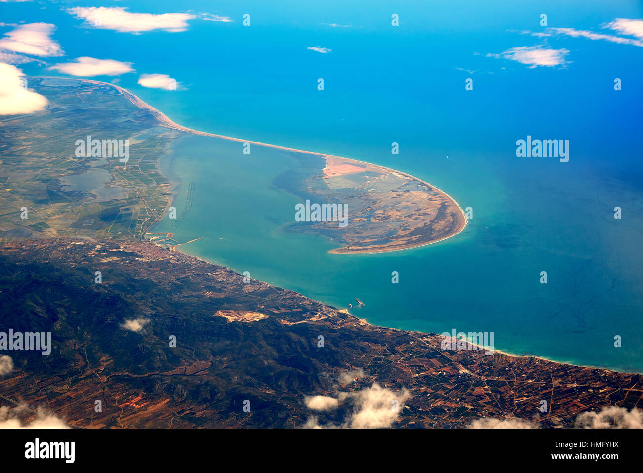Deltebre Aerial Delta Ebro river in Tarragona of Spain Catalonia Stock ...