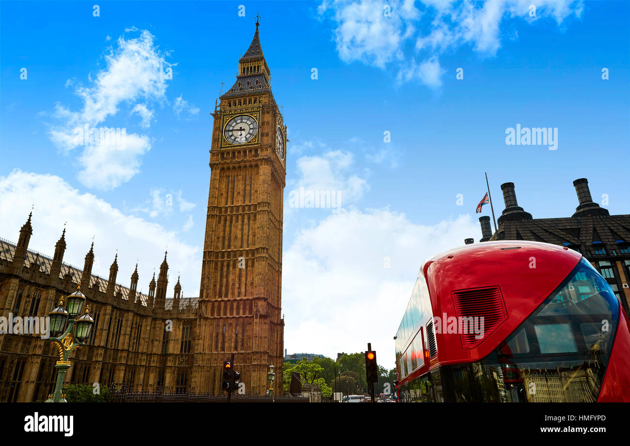 Big Ben Clock Tower with London Bus England Stock Photo - Alamy