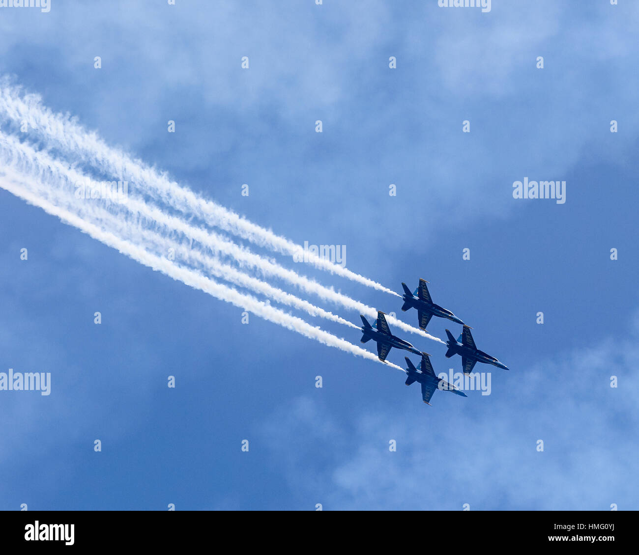 Four U.S. Navy Blue Angels aircraft in Diamond formation Stock Photo ...