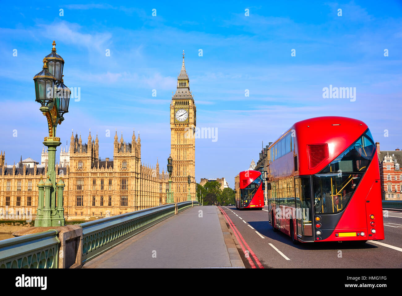 Big Ben Clock Tower and London Bus at England Stock Photo - Alamy