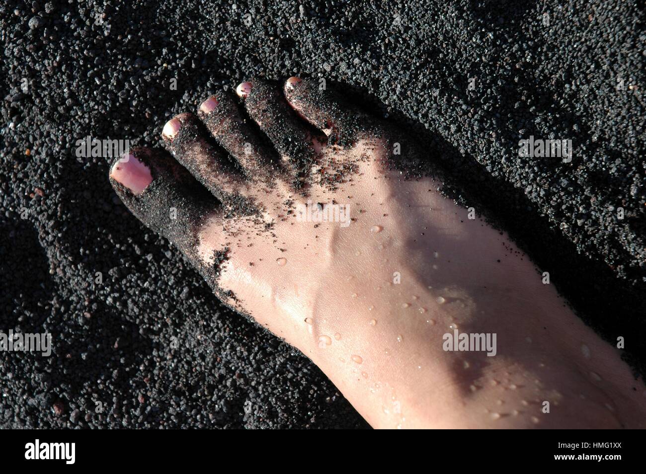 Stromboli, Italy: black sand at Scari Beach Stock Photo - Alamy