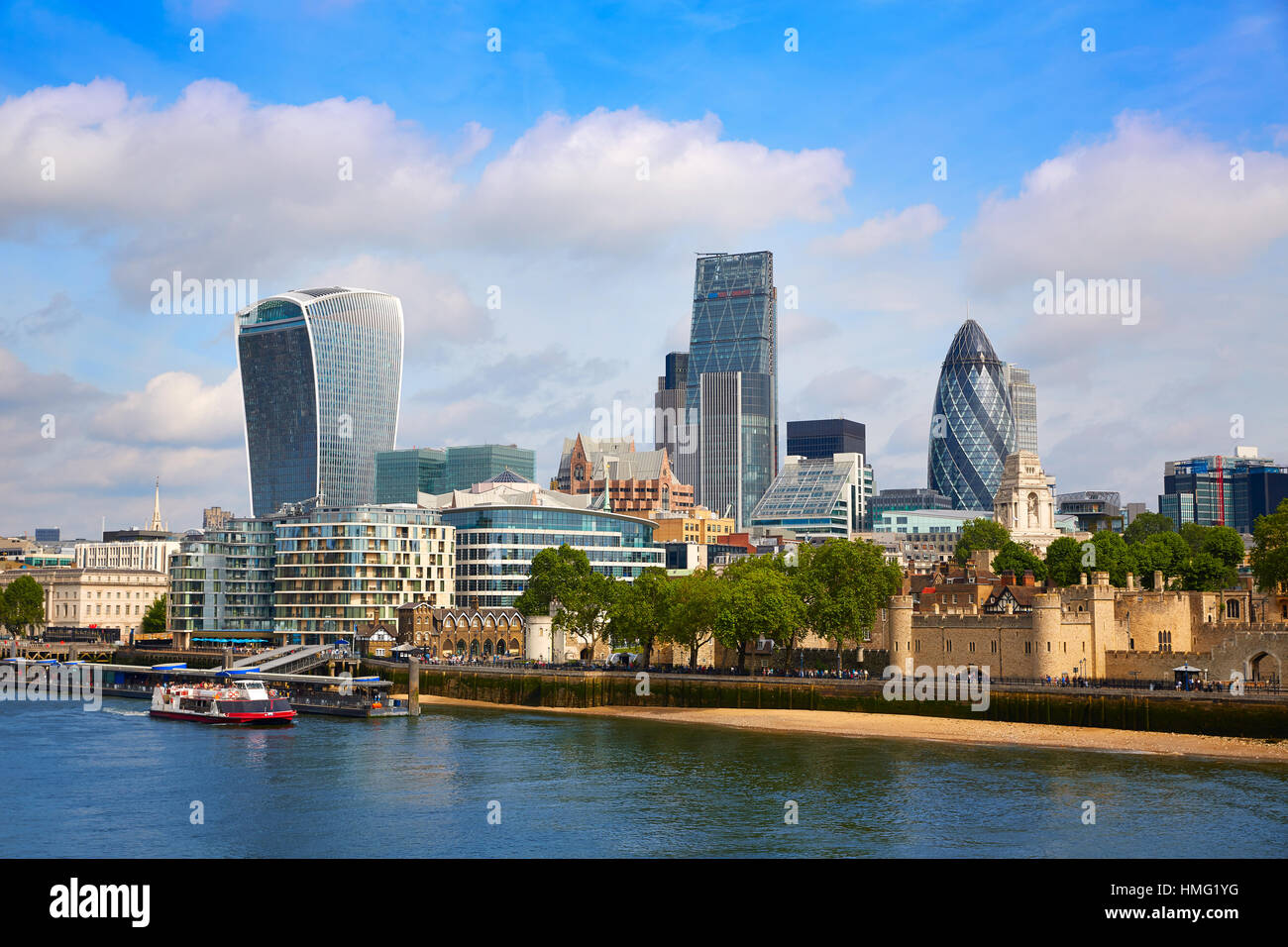 London financial district skyline Square Mile England Stock Photo - Alamy