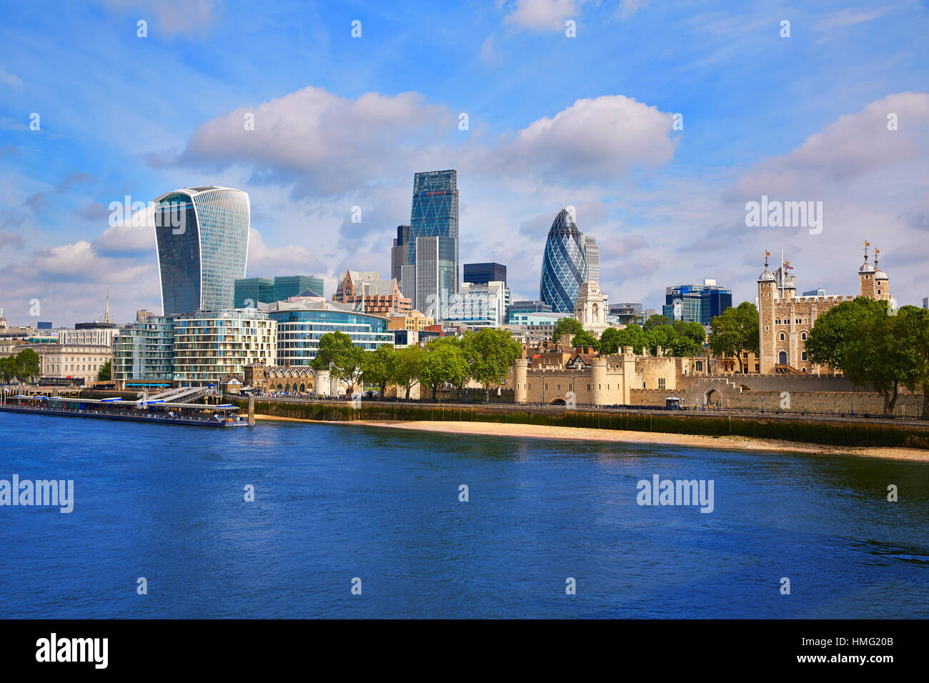 London financial district skyline Square Mile England Stock Photo - Alamy