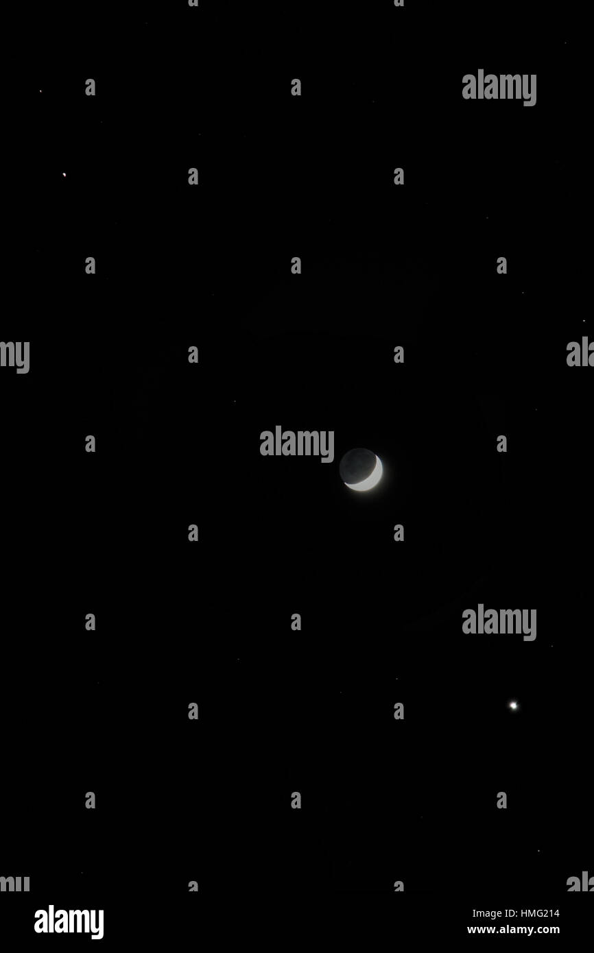 Mars (top left), and Venus (bottom right), are spotted besides the Moon ...