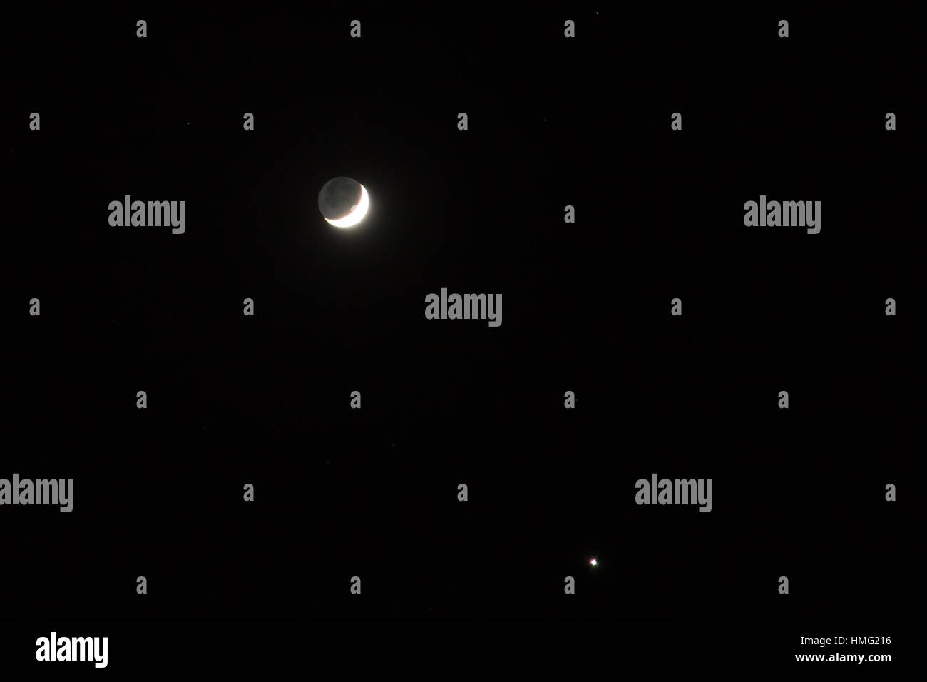 Mars (top left), and Venus (bottom right), are spotted besides the Moon ...