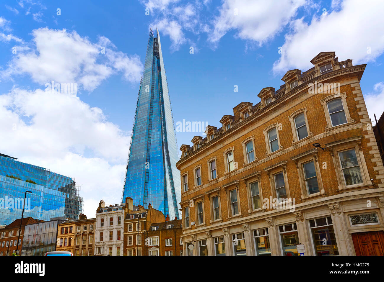 London shard view from old brick buildings in England Stock Photo - Alamy