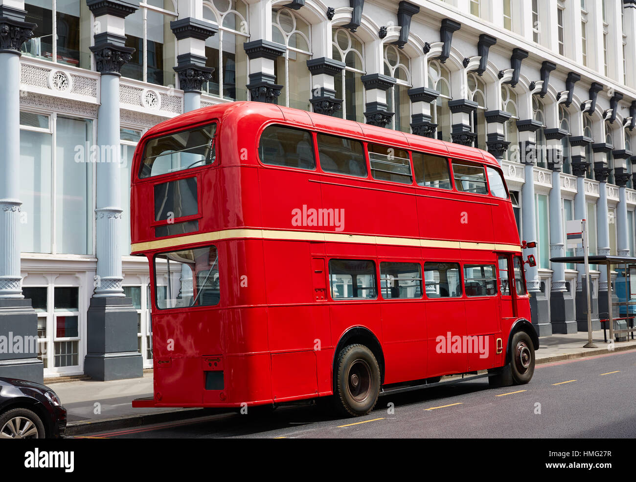 London Red Bus traditional old in England Stock Photo - Alamy