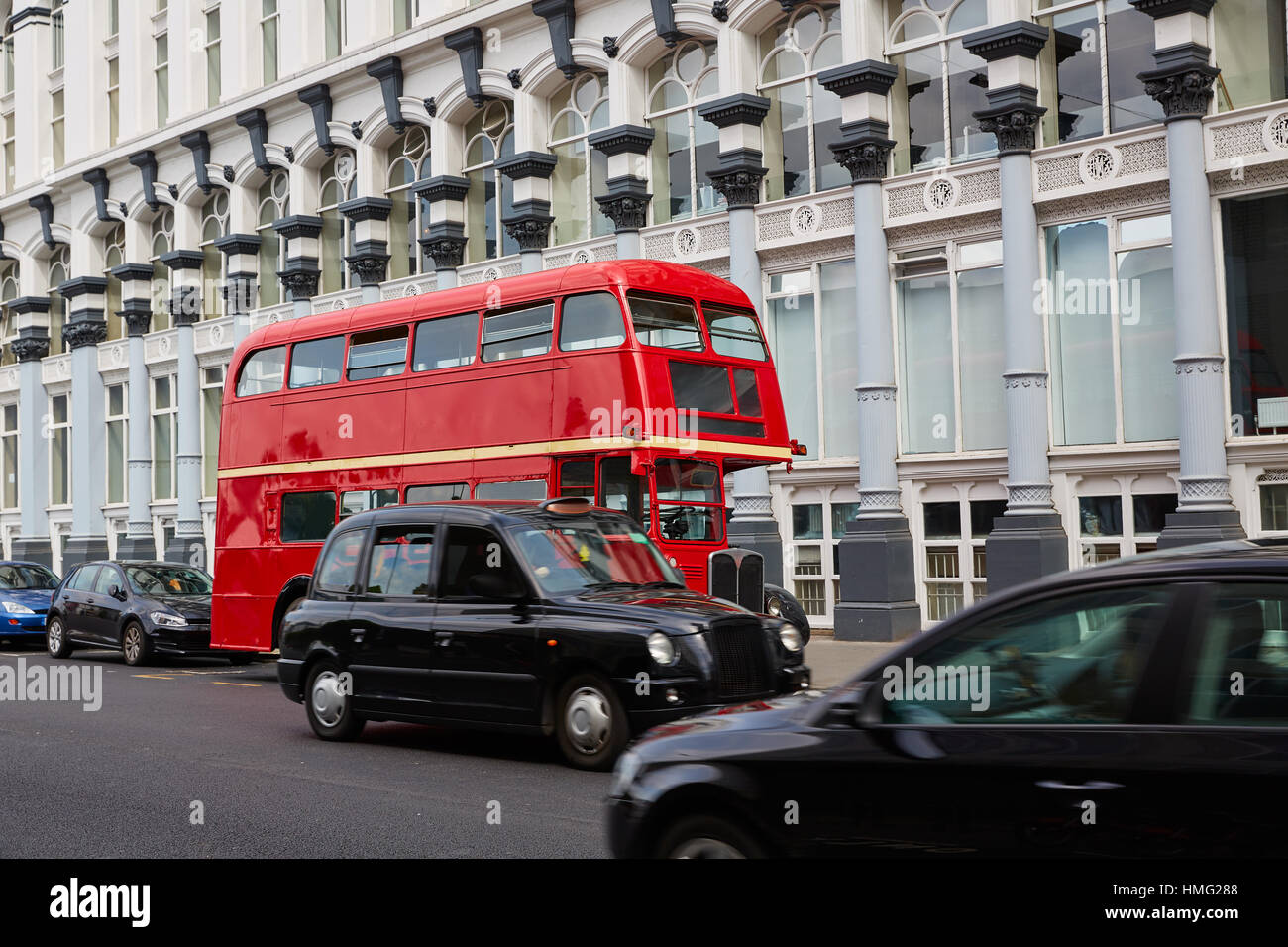 London Red Bus traditional old in England Stock Photo - Alamy