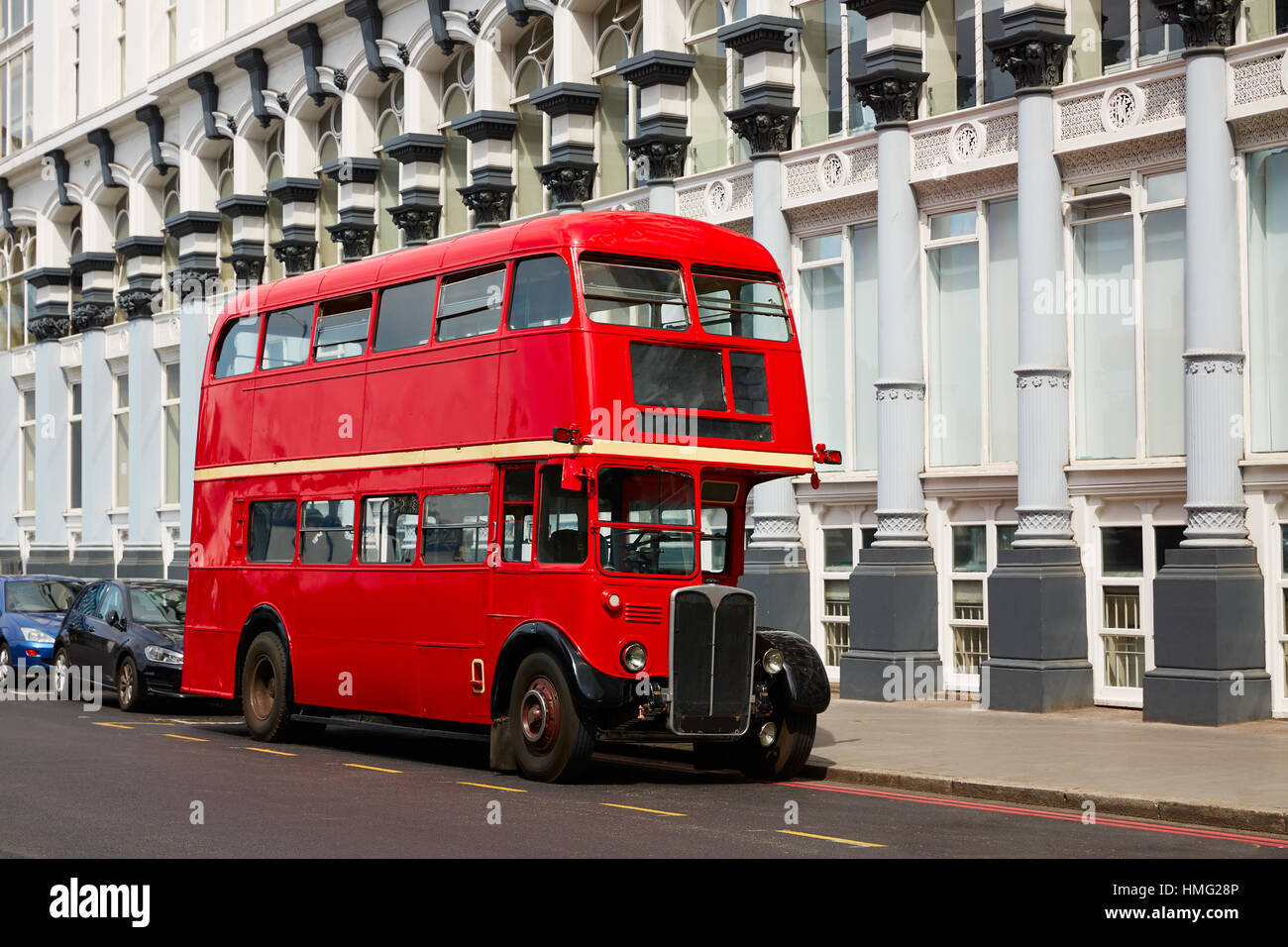 London Red Bus traditional old in England Stock Photo - Alamy