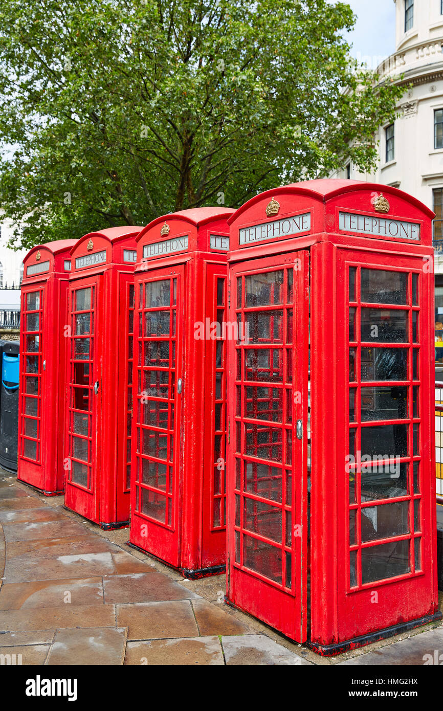 Vintage telephone boxes in a row hi-res stock photography and images ...
