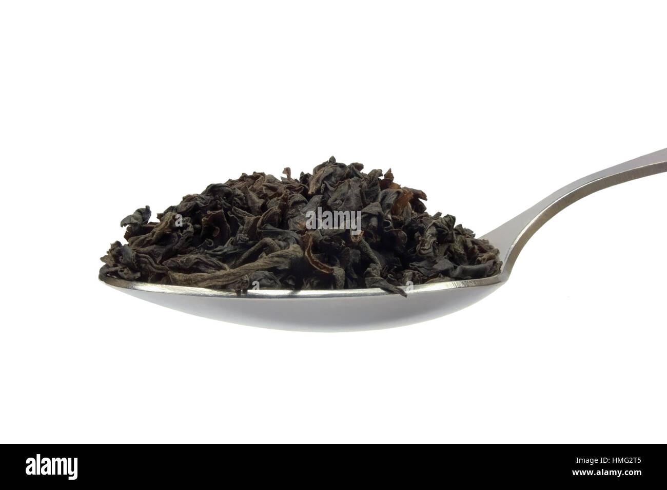 Spoonful of loose tea leaf, detailed spoon macro closeup, isolated ...