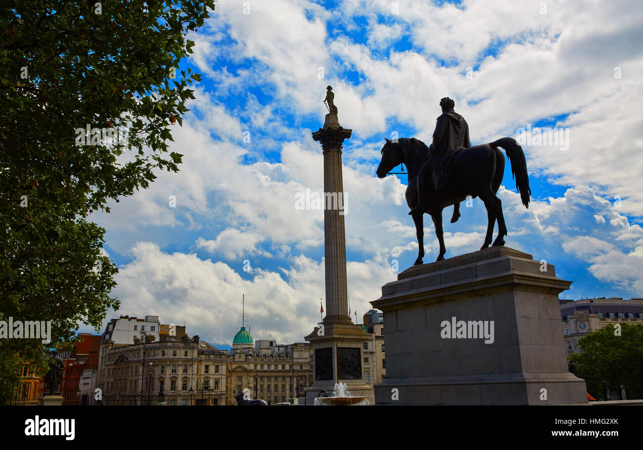 London Trafalgar Square George IV statue in UK england Stock Photo - Alamy