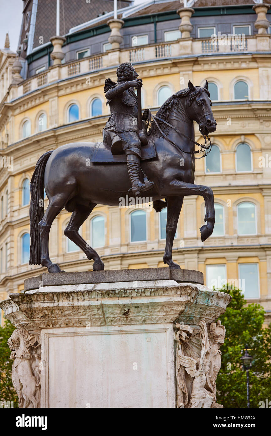 London Trafalgar Square King Charles I statue in UK england Stock Photo ...