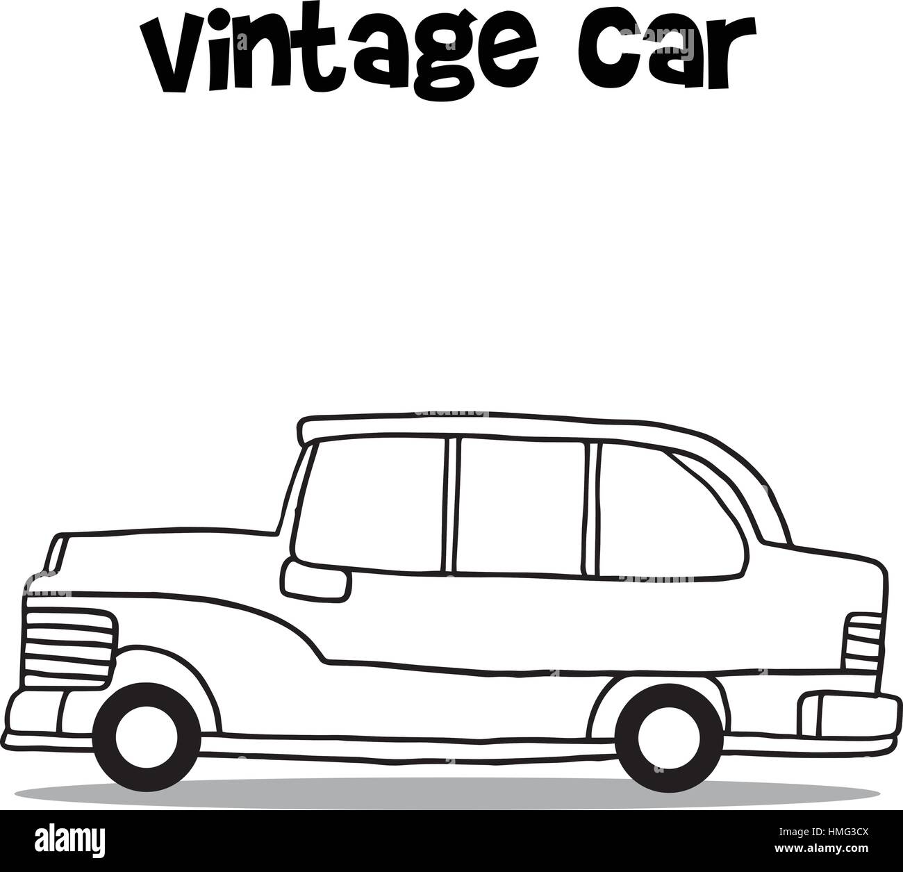Vintage car with hand draw Stock Vector Image & Art - Alamy