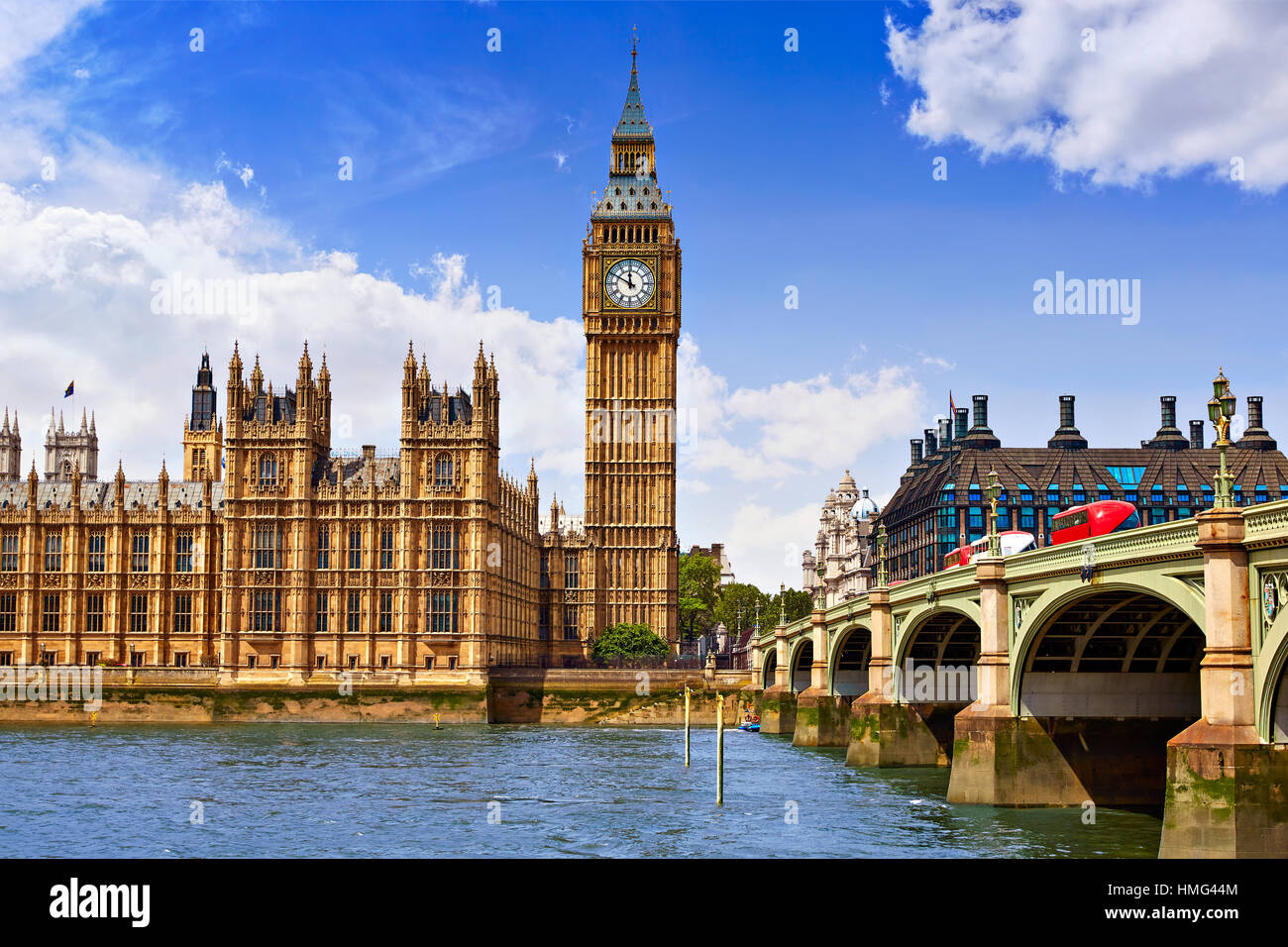 Big Ben London Clock tower in UK Thames river Stock Photo - Alamy
