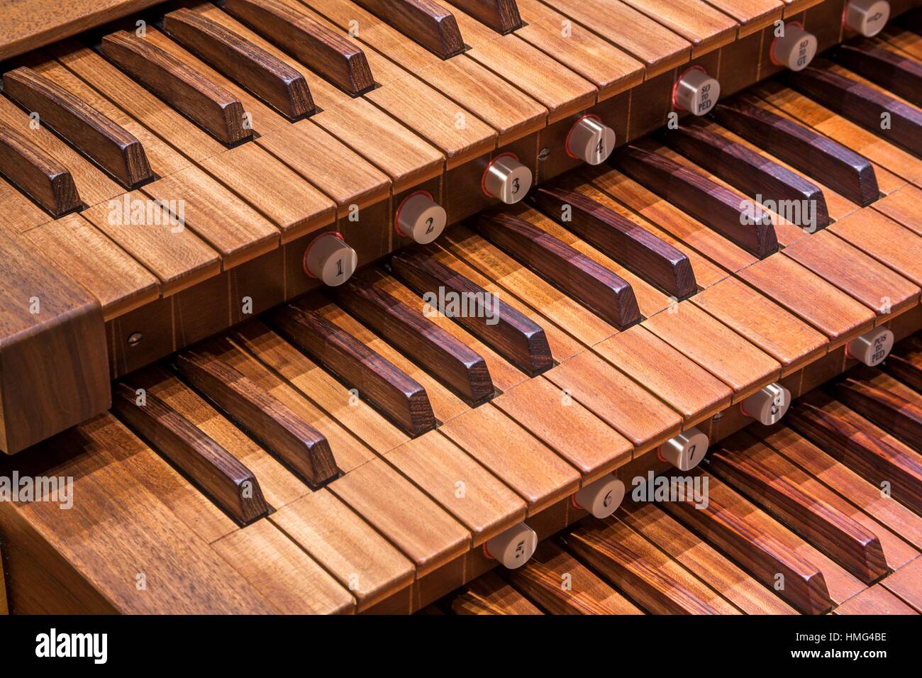Pipe organ keyboards Stock Photo - Alamy