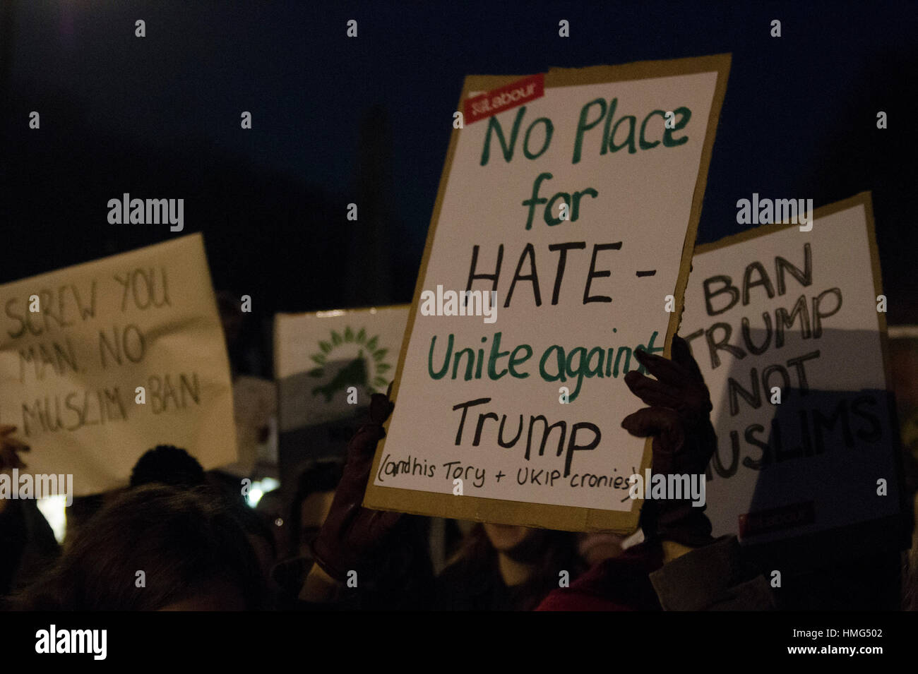 Protest banner at Donald Trump protest Stock Photo - Alamy