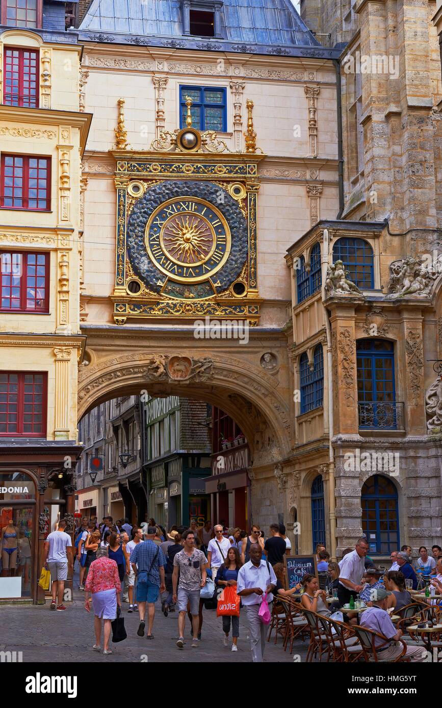 Rouen, Gros Horloge, Clock tower, Grand Horloge, Haute Normandie, Seine ...