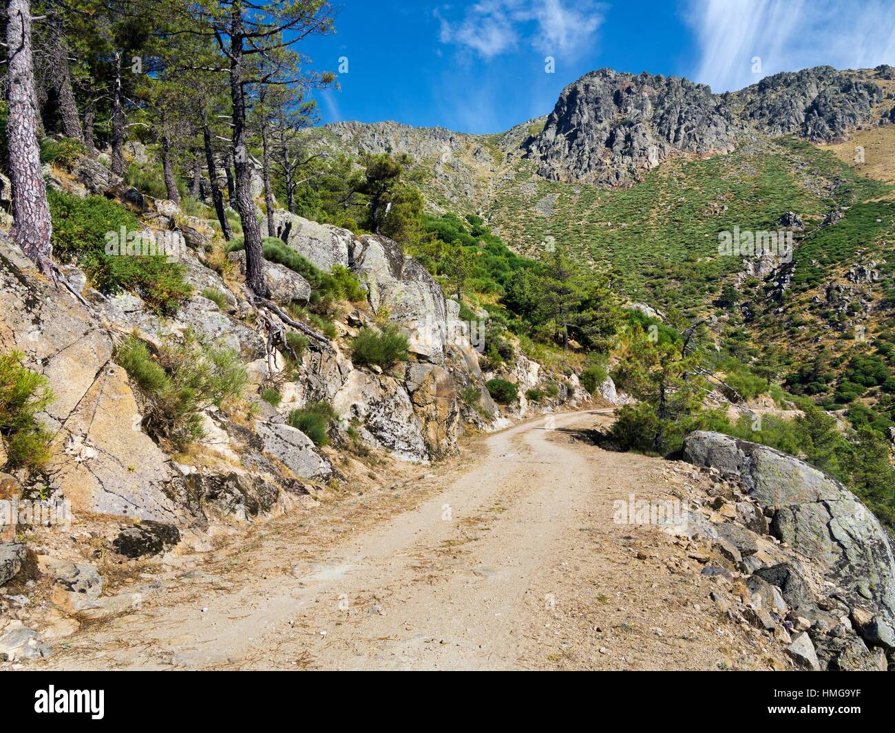 Hiorcajo road in the Sierra de Gredos. Mijares. Avila. Castilla Leon ...
