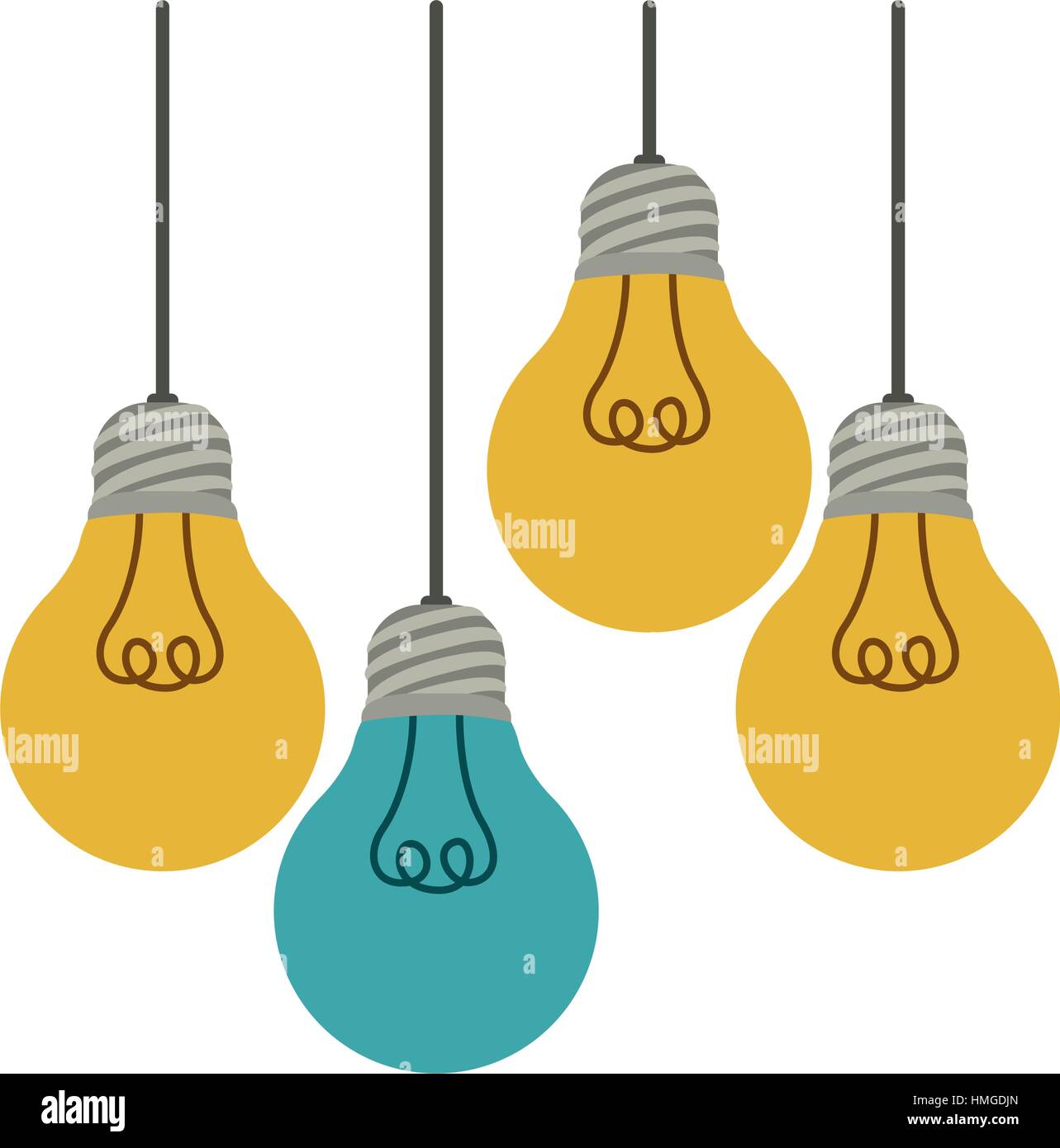 colorful hanging bulbs with filaments illuminated vector illustration ...