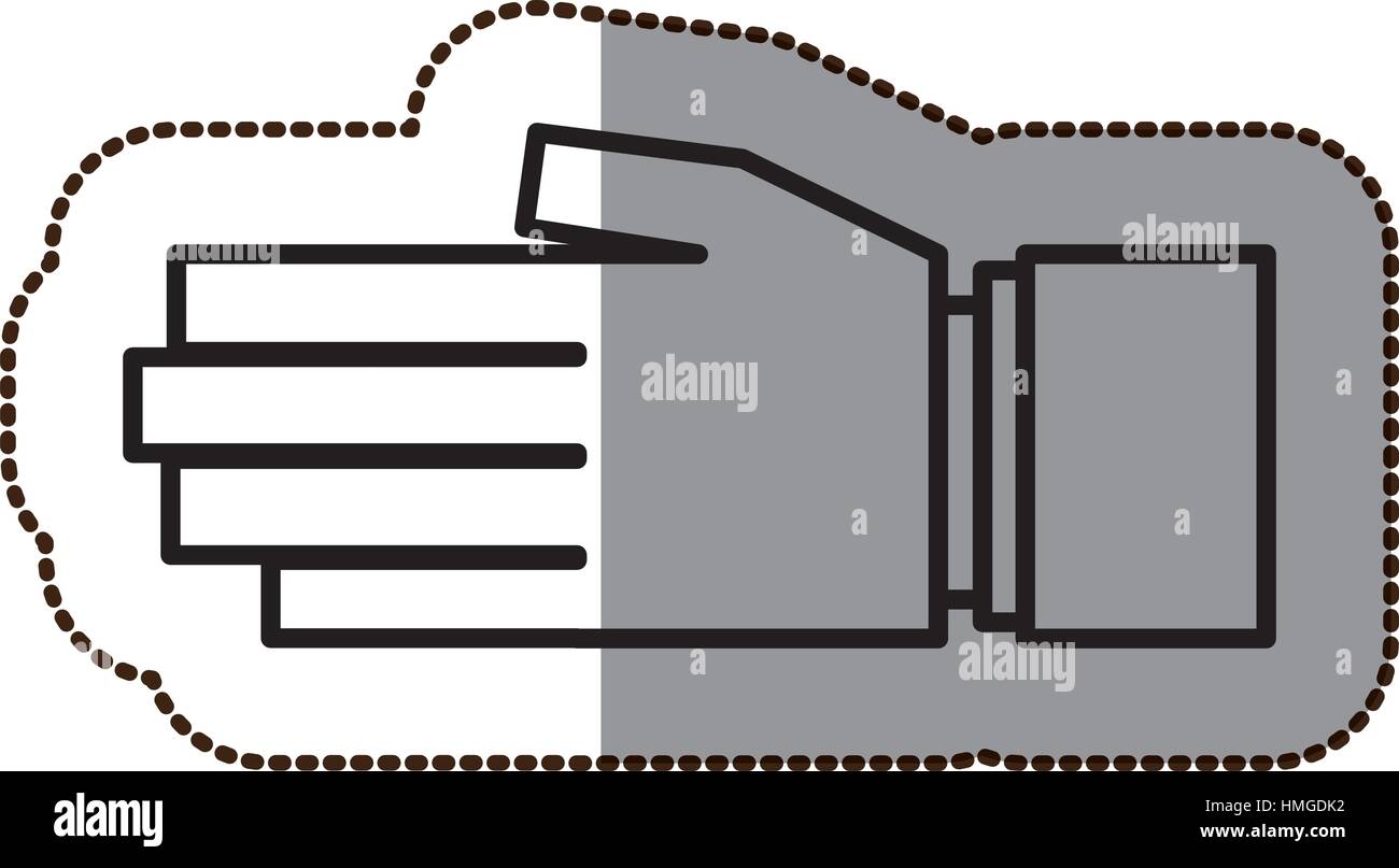 black silhouette contour sticker with hand sign pointing vector ...