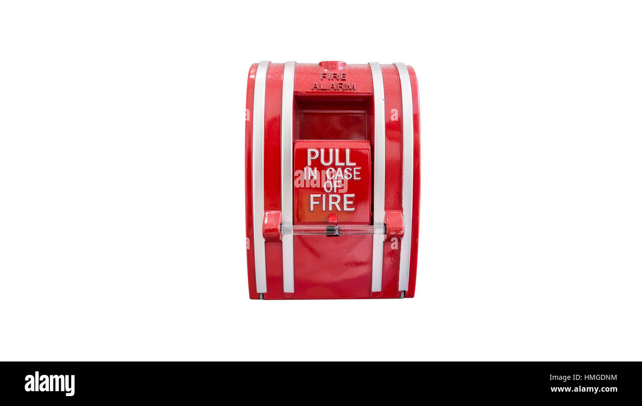 Fire alarm switch on white background Stock Photo - Alamy