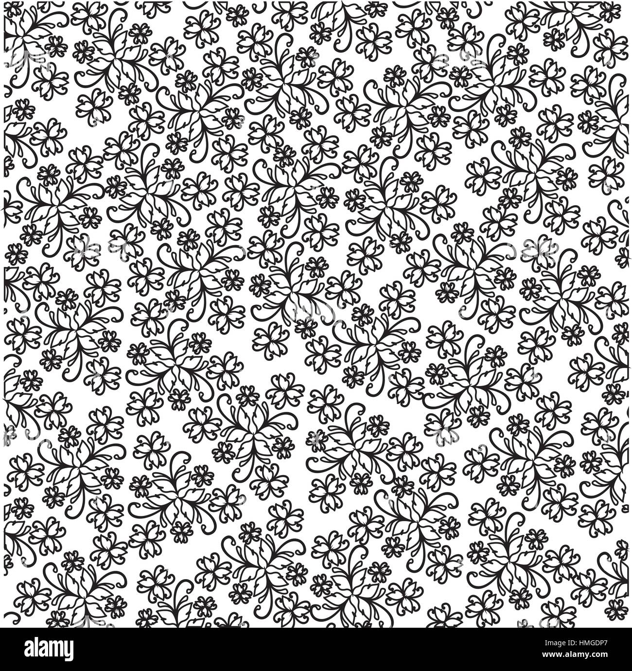 grayscale pattern with floral leaves vector illustration Stock Vector ...