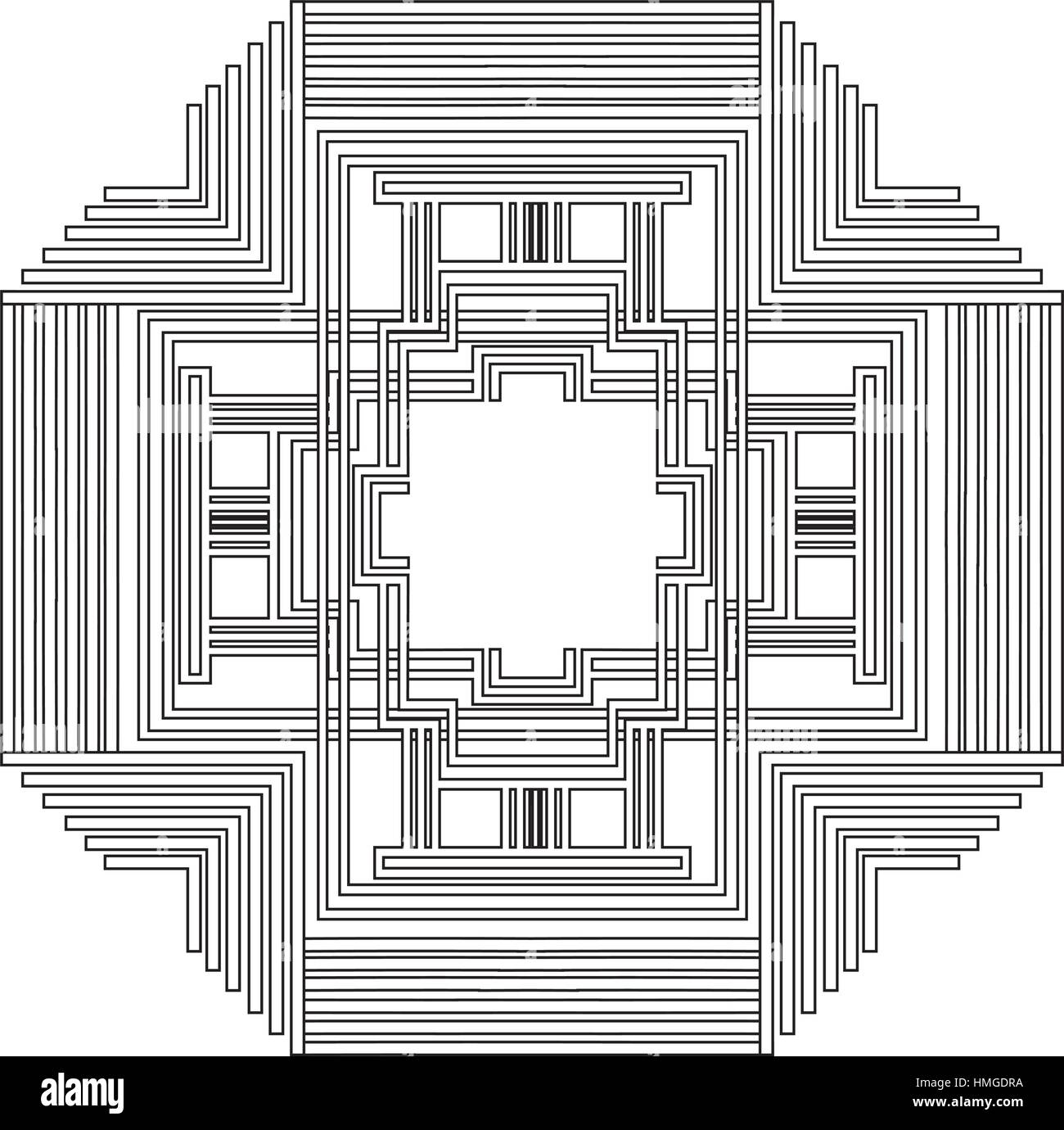 grayscale pattern with art deco frame vector illustration Stock Vector ...
