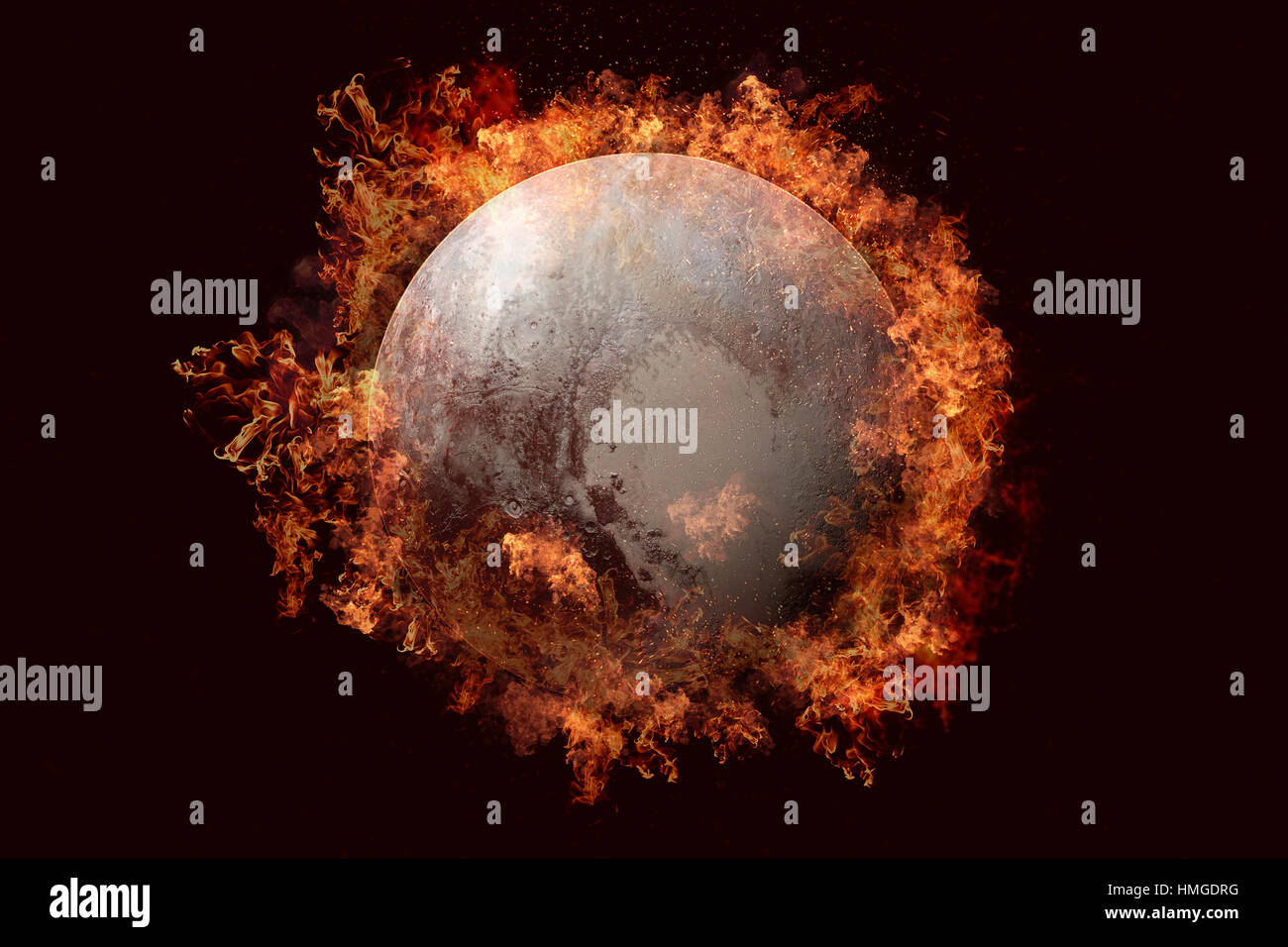 Planet in fire - Pluto. Science fiction art Stock Photo - Alamy