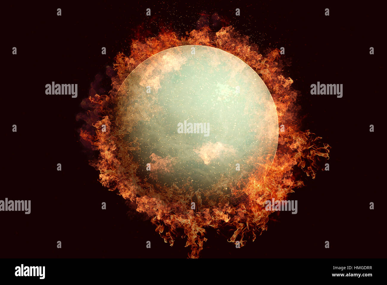 Planet in fire - Uranus. Science fiction art Stock Photo - Alamy