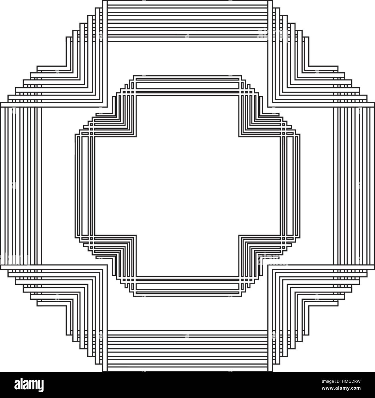 grayscale pattern with art deco frame vector illustration Stock Vector ...