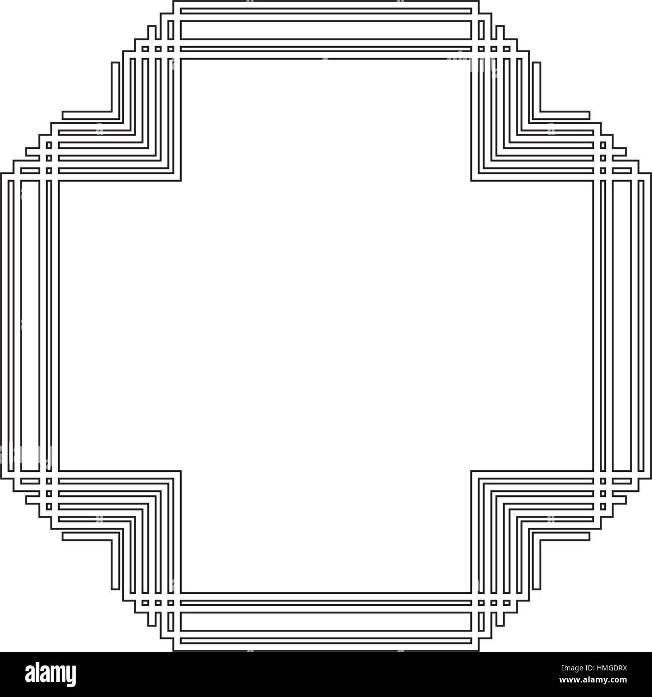 grayscale pattern with art deco frame vector illustration Stock Vector ...