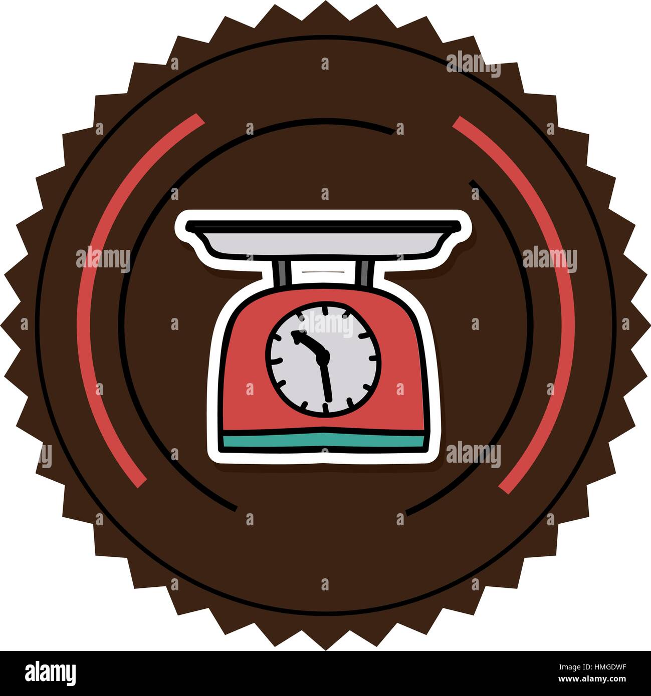 color round frame with kitchen weight scale vector illustration Stock ...