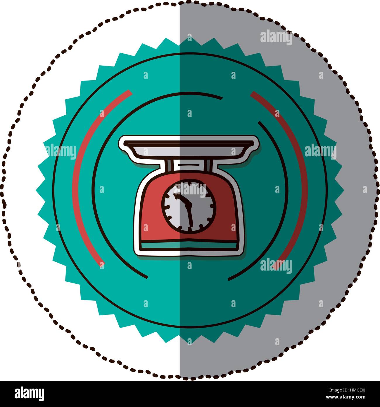 sticker color round frame with kitchen weight scale vector illustration ...