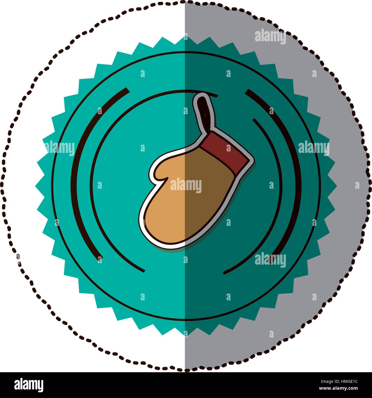 sticker color round frame with oven mitts vector illustration Stock ...