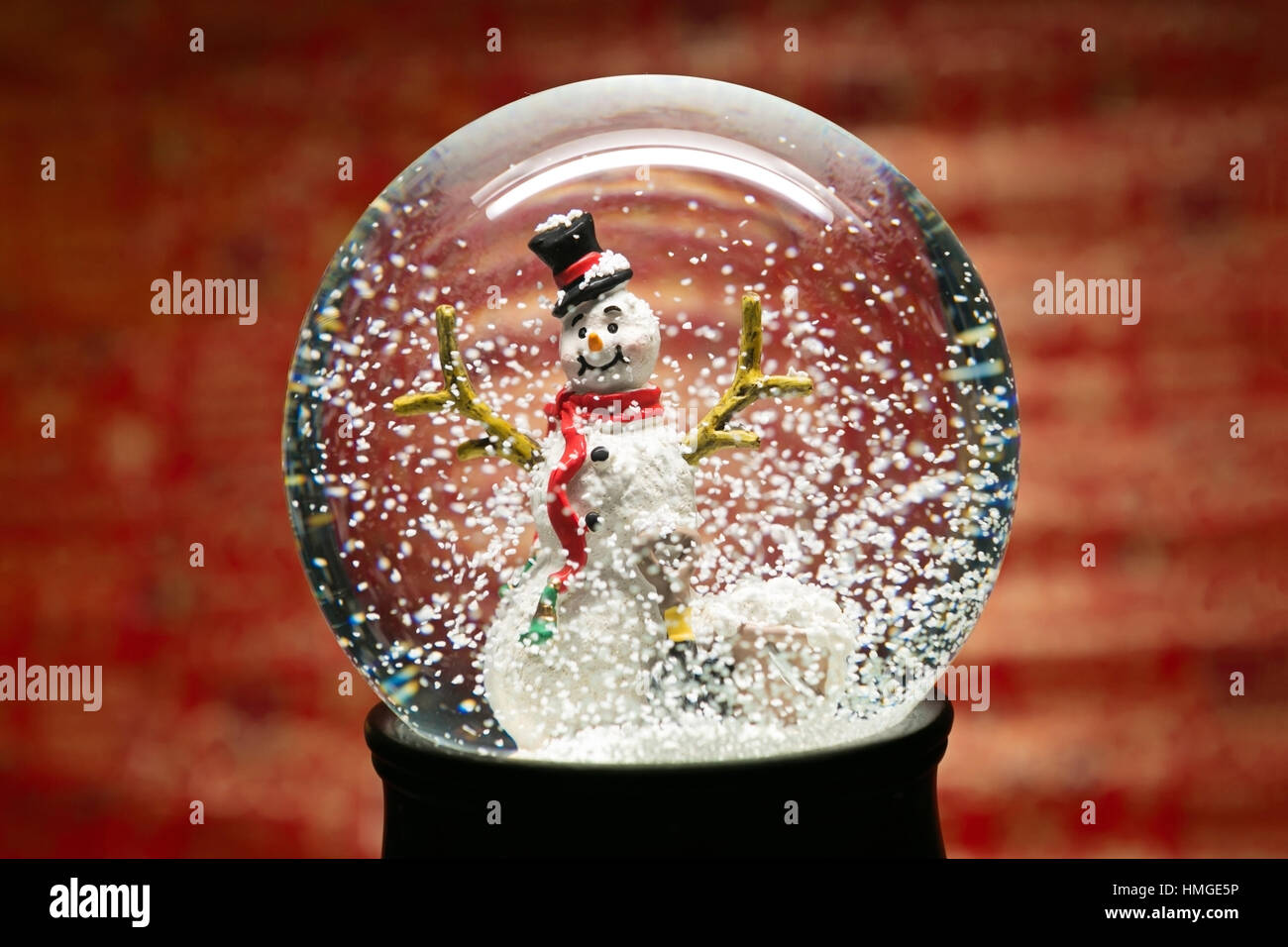 Beautiful Winter Snow Globe With Snowman Inside Stock Photo - Alamy
