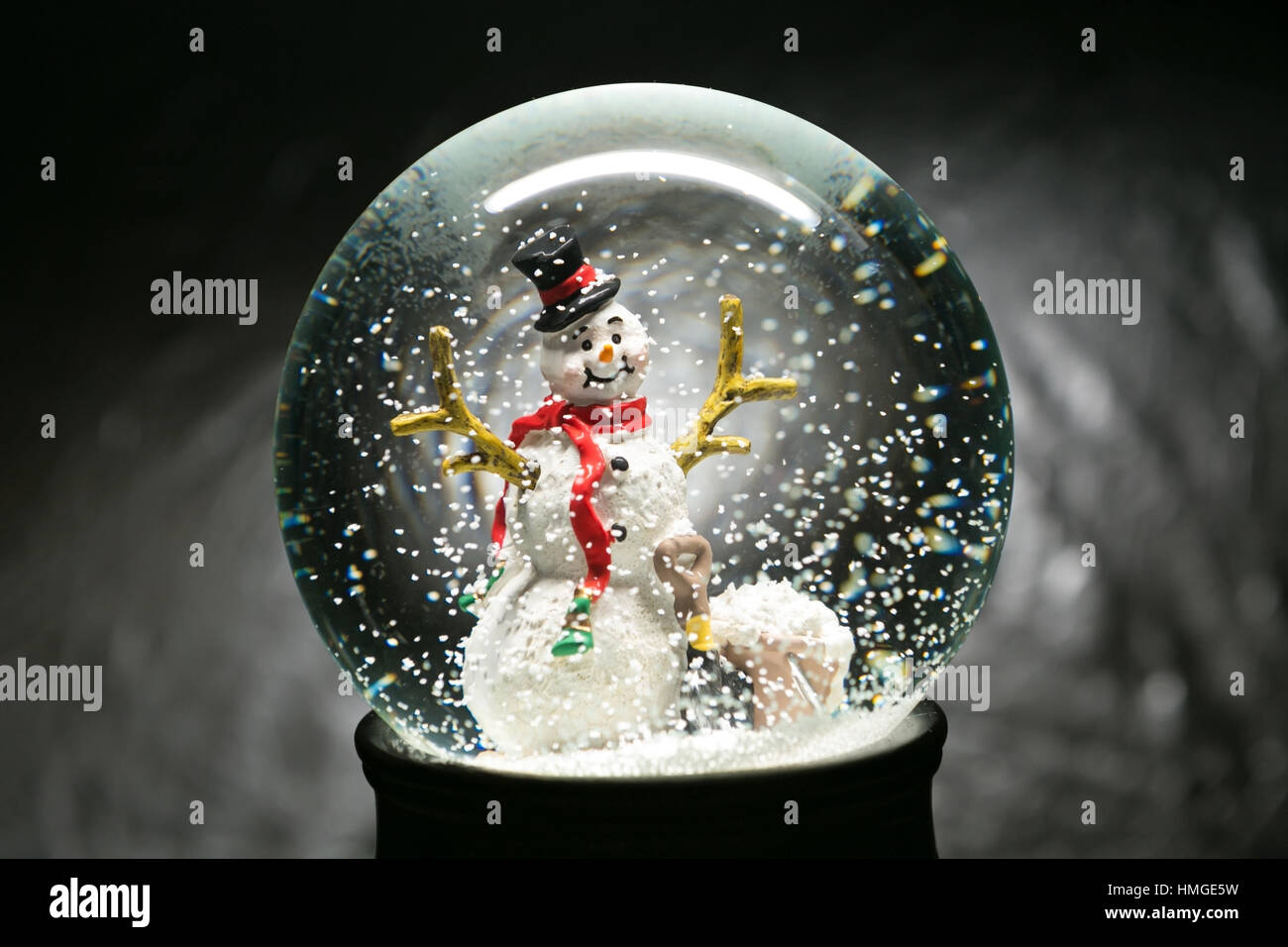 Beautiful Winter Snow Globe With Snowman Inside Stock Photo - Alamy