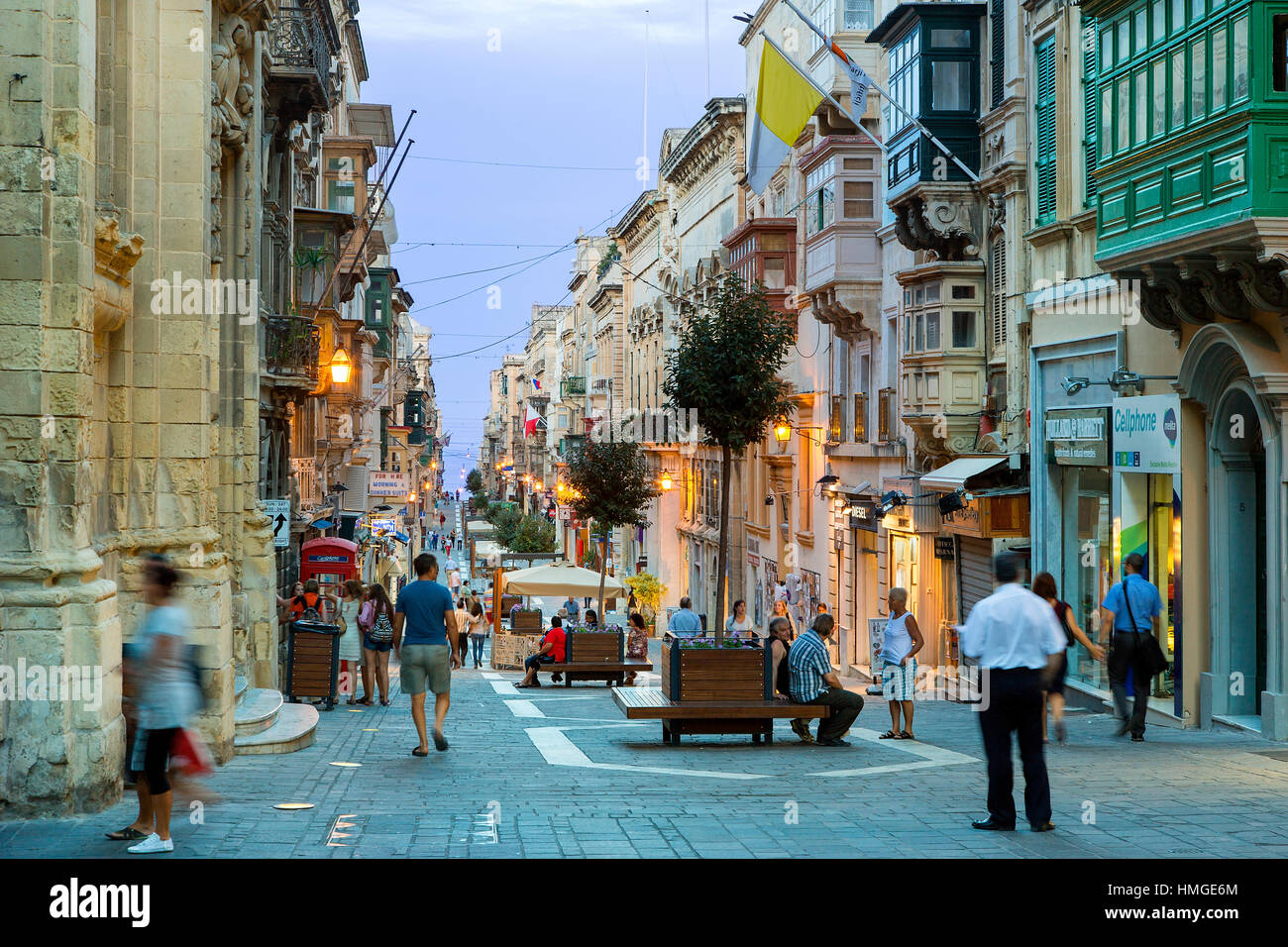 Malta, main street in Valetta Stock Photo - Alamy