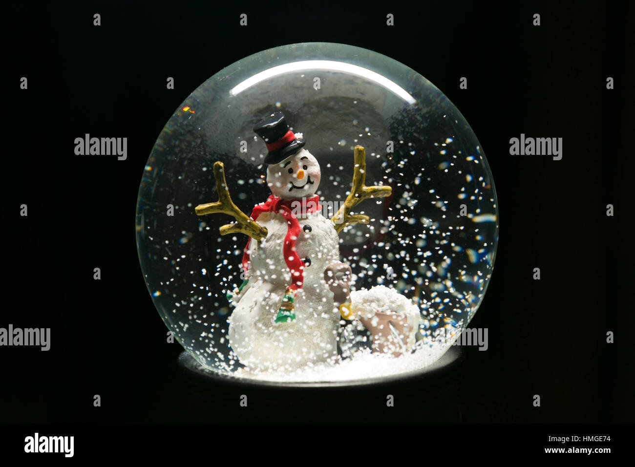 Beautiful Winter Snow Globe With Snowman Inside Stock Photo - Alamy