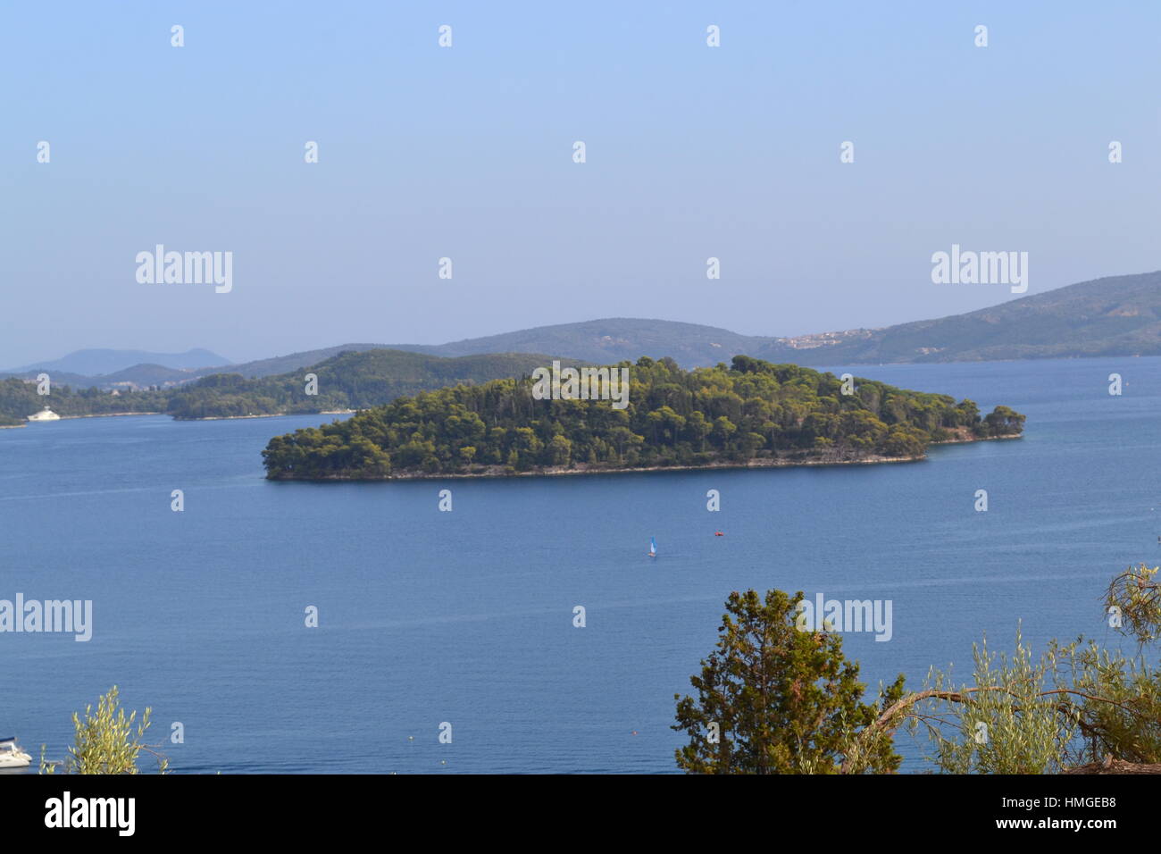 A view at tourist settlement Nidri, Lefkada island, Greece and islets ...