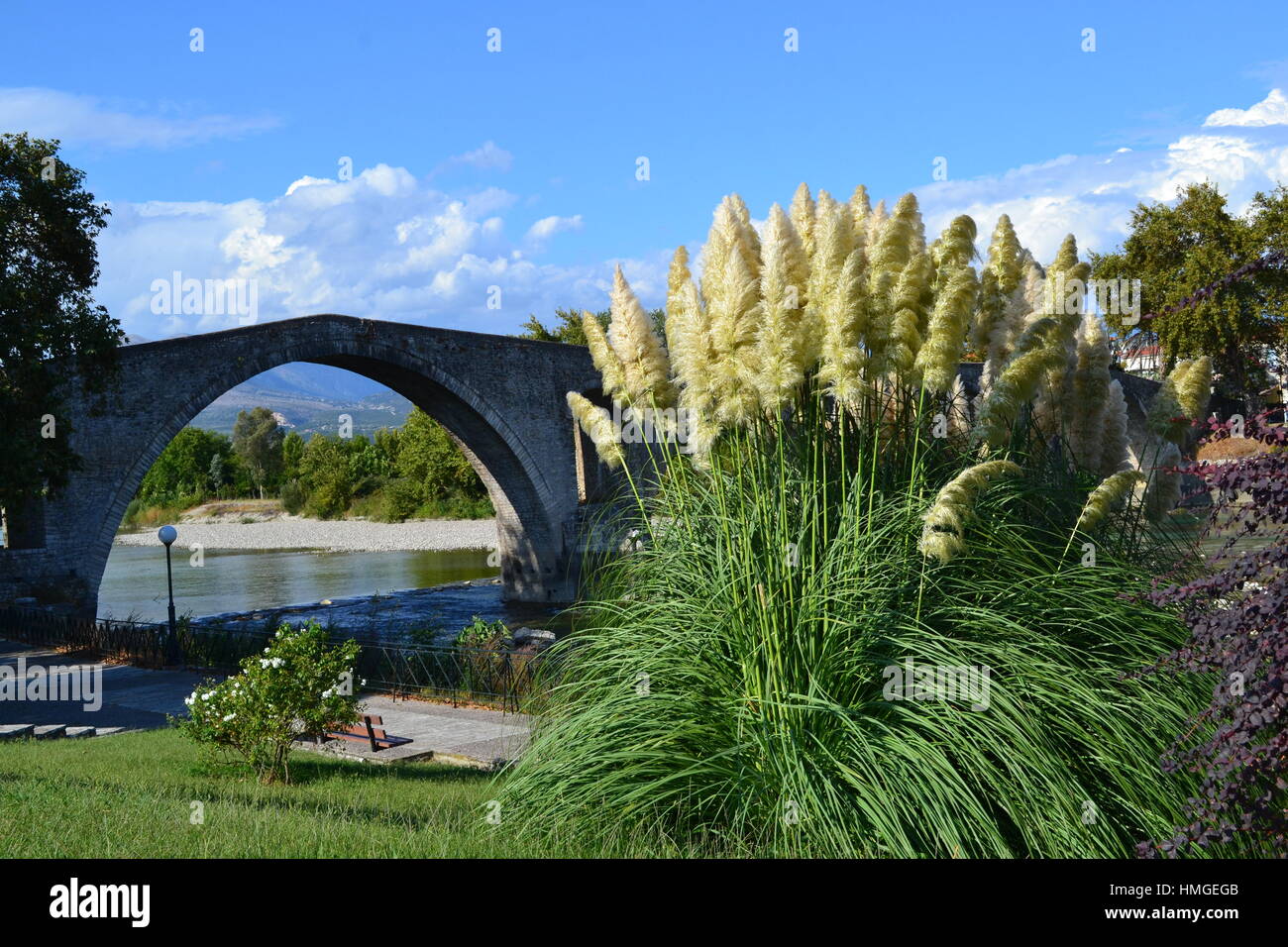 A bridge over Acheron river. River flows into the Ionian Sea in ...