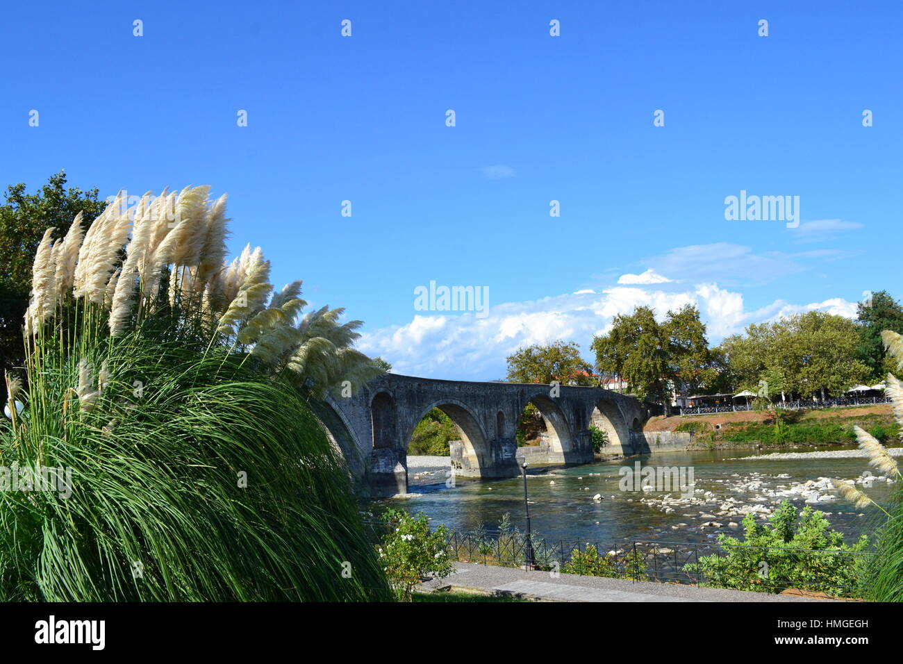 A bridge over Acheron river. River flows into the Ionian Sea in ...