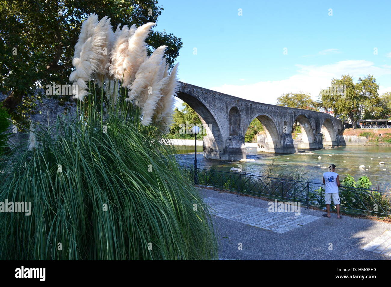 A bridge over Acheron river. River flows into the Ionian Sea in ...