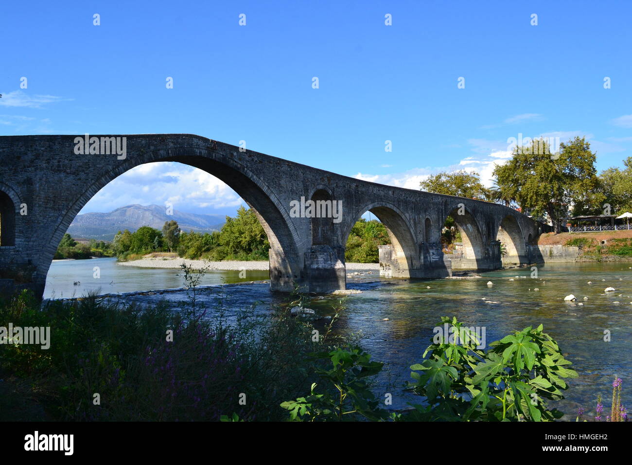 A bridge over Acheron river. River flows into the Ionian Sea in ...